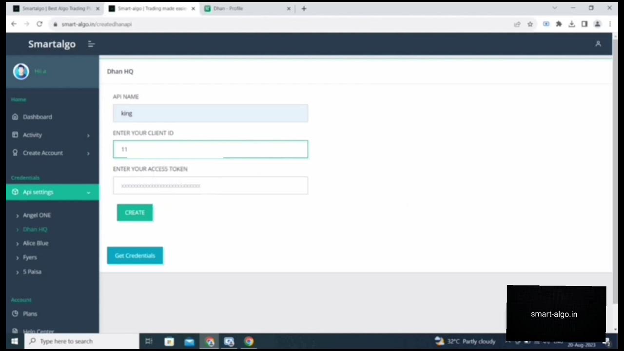 How to connect Dhan api to smart algo platform #smarttrading - YouTube