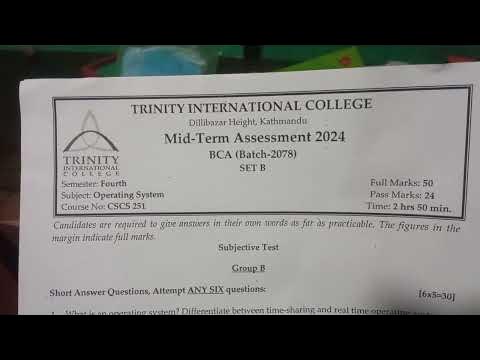 BCA|Operating system|mid-term|exam|question|Trini int'l college|TU ...