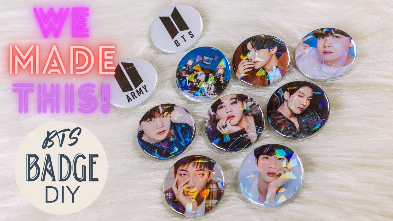 BTS DIY - Make own Can Badges! | BE ALBUM PHOTOS | 쉽게 방탄 캔뱃지 만들기 - YouTube