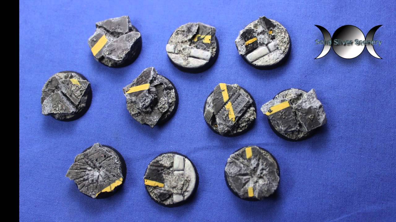 25mm Ruined City Street (set of 10) Bases Perfect for 40k - YouTube