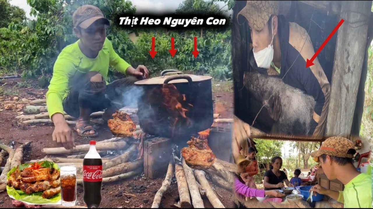 Thịt Heo Nướng - Bữa Cơm Trưa Nghĩ Làm Việc Làm Thịt Nguyên Con Heo ...