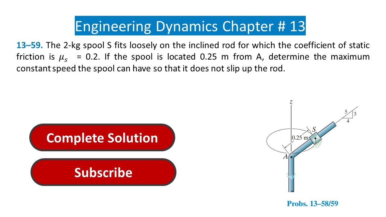13–59. The 2-kg spool S fits loosely on the inclined rod for which the ...