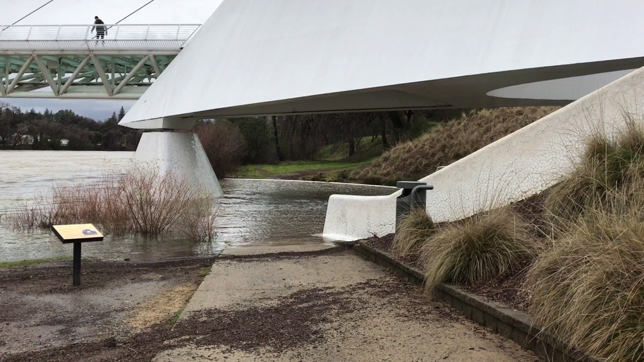 Sundial Bridge Overflowing Water Below - YouTube