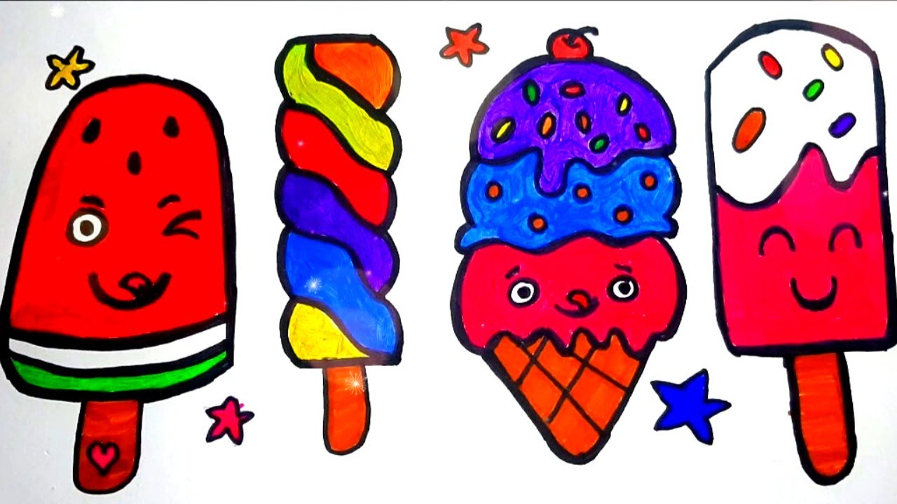 Menggambar dan Mewarnai Es Krim | Drawing and Coloring Ice Cream for ...