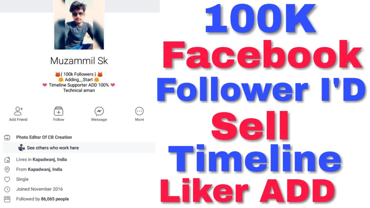 100K Facebook Follower I'D Sell And Timeline Liker ADD Live Proof - YouTube