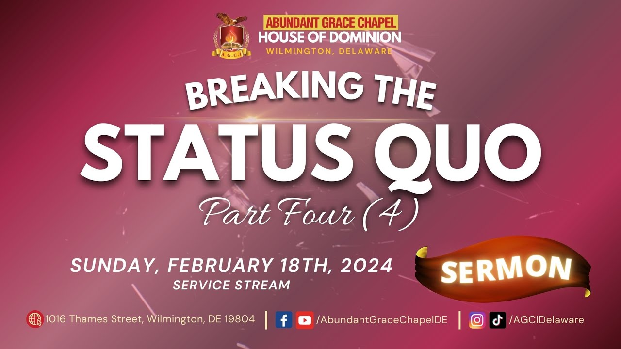 [SERMON] Breaking the Status Quo [Part 4] - Pastor Cy Forh | Sunday ...