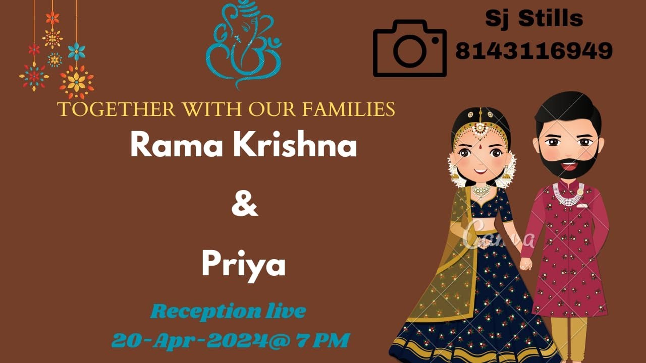 Rama Krishna With Priya Reception Live On 20-Apr-2024@7Pm - YouTube
