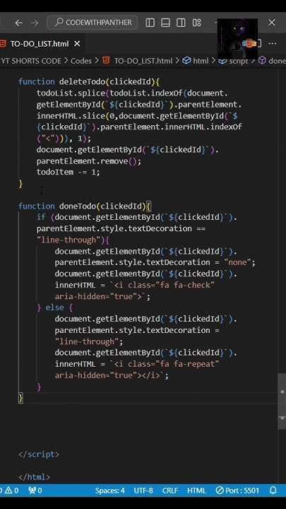 To Do List Html Css Js Codewithpanther Youtube
