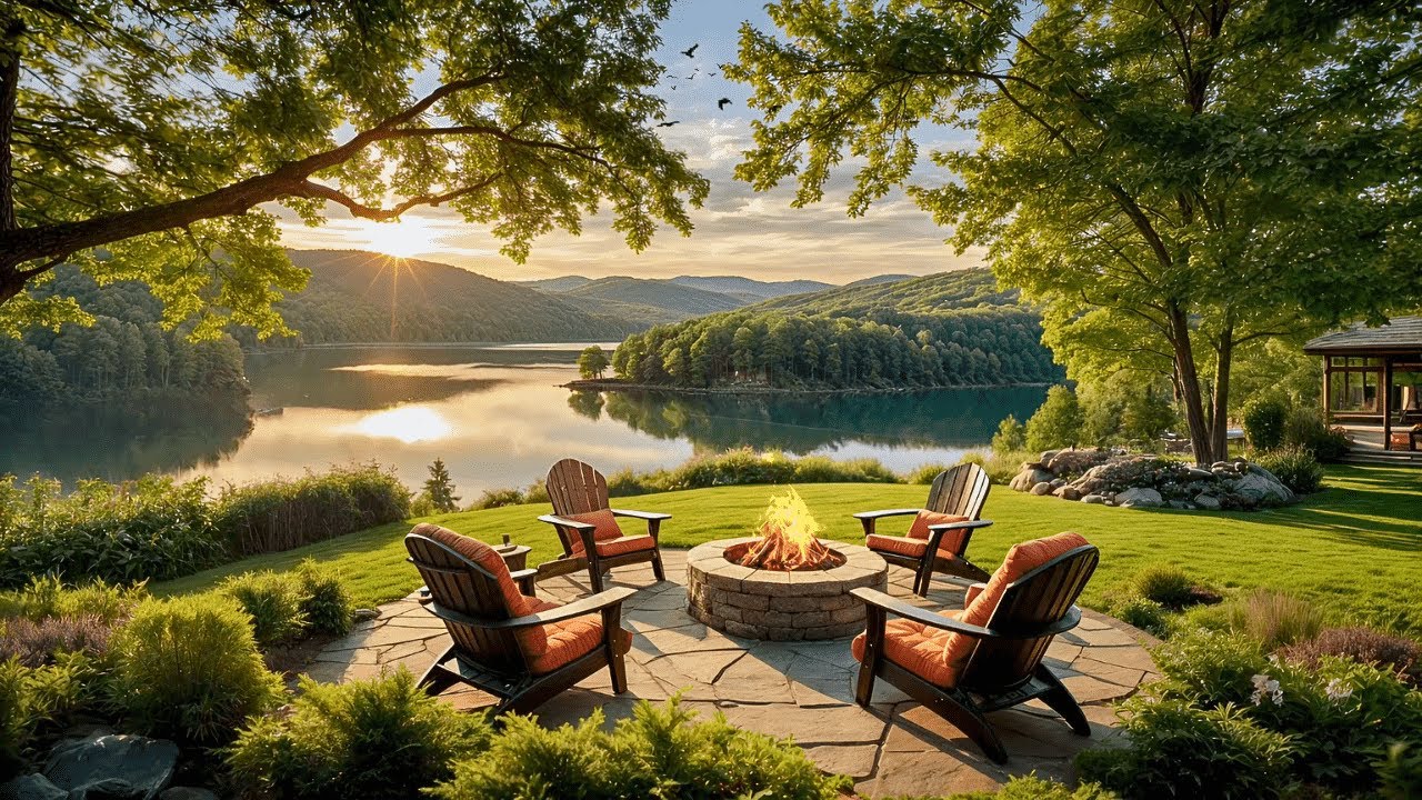 Sunrise Serenity: Lakeside Morning with Gentle Waves, Birds, and ...