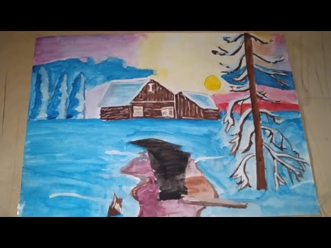 Qış Mənzərəsi çəkimi Boyayla Sizdə çəkim