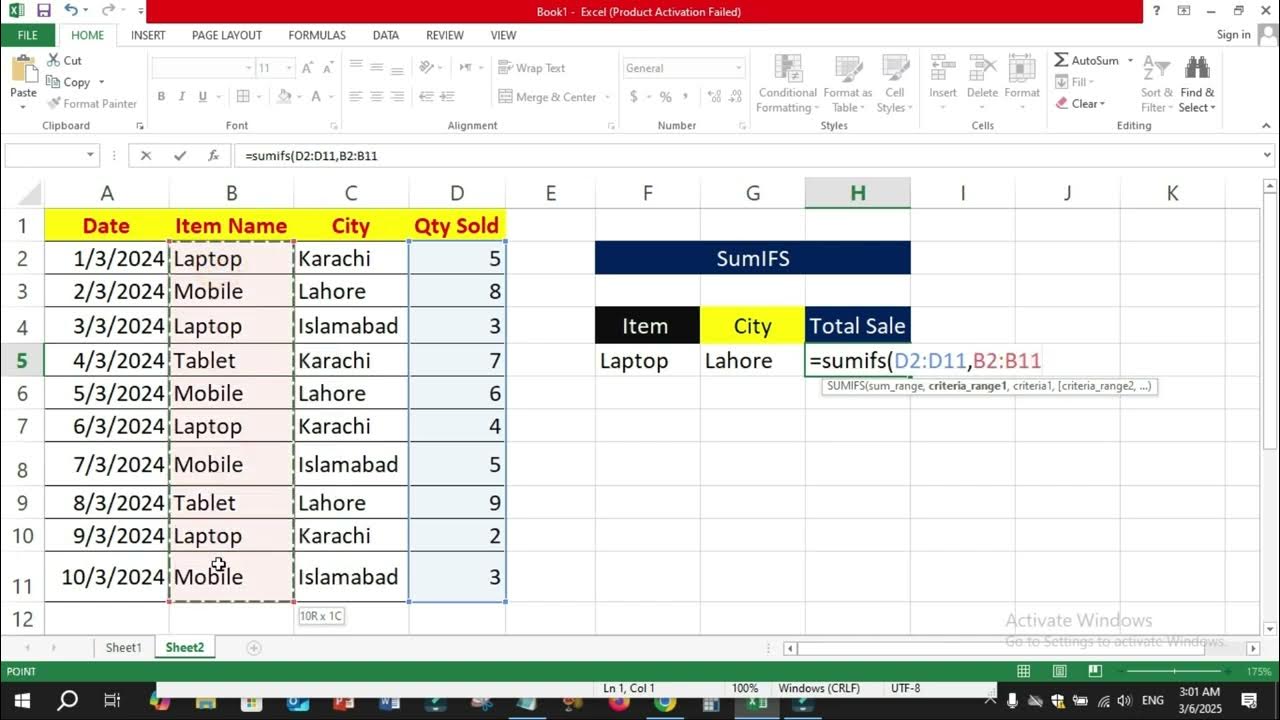 SUMIFS Function Tutorial in Excel | Master the SUMIFS Function in Excel: Step-by-Step Tutorial# ...