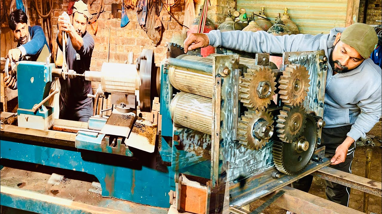 The Most Interesting Process of Making Big Sugarcane Machine on lathe ...