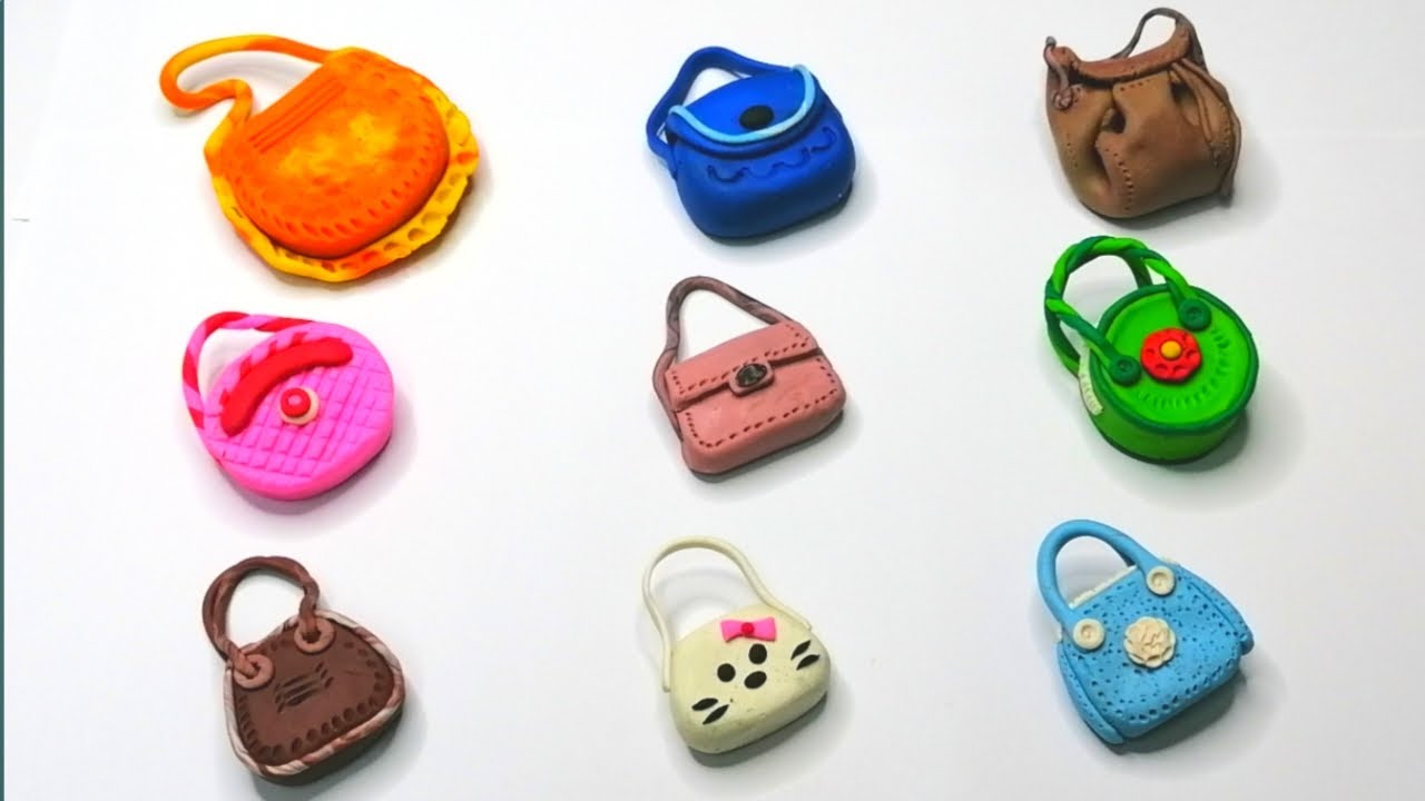 How To Make Polymer Clay Miniature bag | Cute Bag | Bag | Clay Art ...