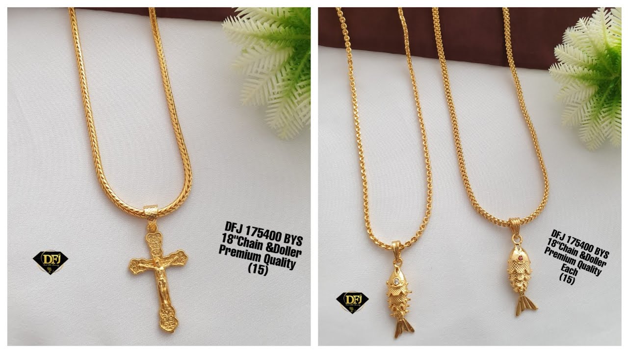 Micro Gold plated Chains with small pendant | daily wear chains |daily ...