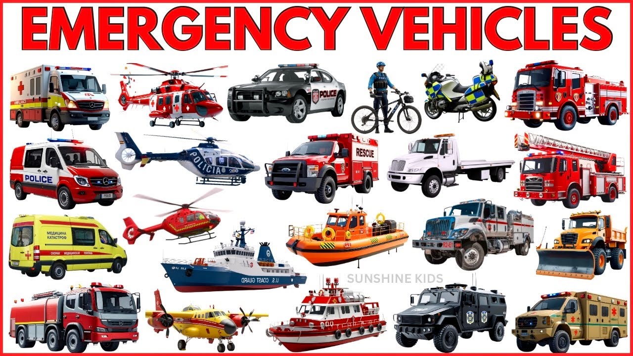 Emergency Vehicles | Emergency Vehicles for Kids Police Car, Fire Truck ...