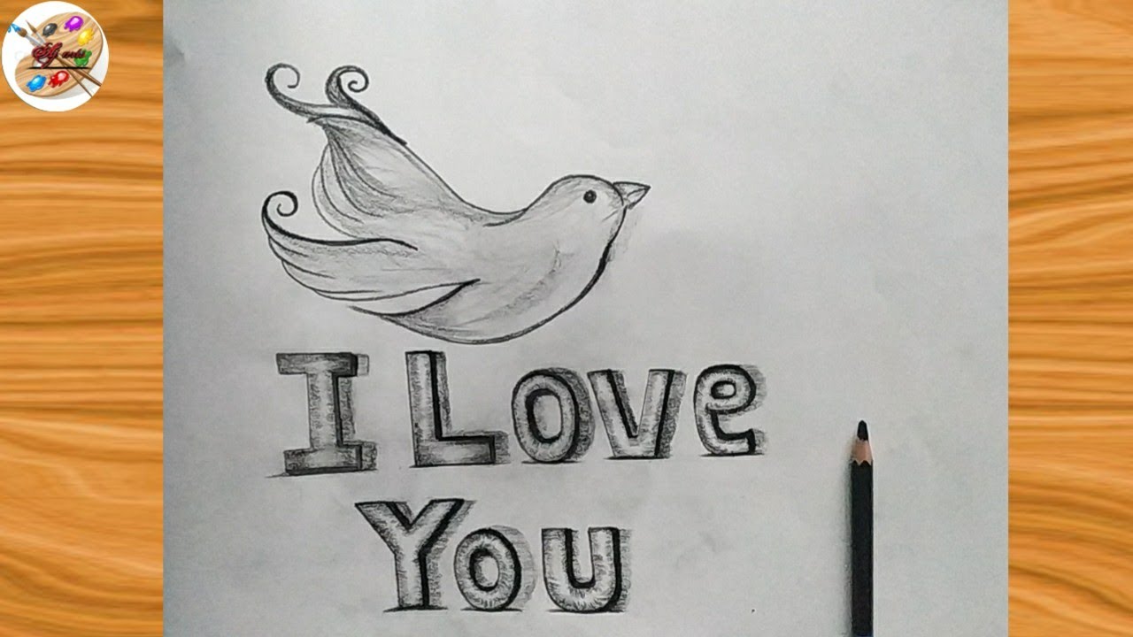 How to draw 3d drawing I love you valentine special ll 3d letter ...