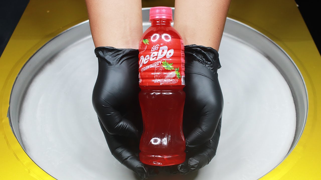 ASMR Ice Cream - Deedo Strawberry Juice Ice Cream Rolls - YouTube