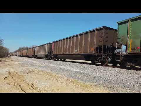 BNSF 5934 2 DPU alright lead Loaded Coal Train Passes at South Bevier MO by Brookfield ...