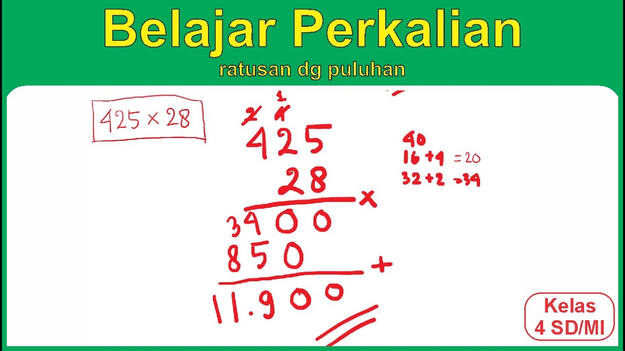 belajar perkalian ratusan dengan puluhan kelas 4 SD - YouTube