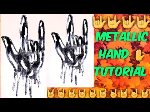 METALLIC HAND TUTORIAL🤘🤚|HOW TO DRAW METALLIC HAND🤟🤟|STEP-BY-STEP ...