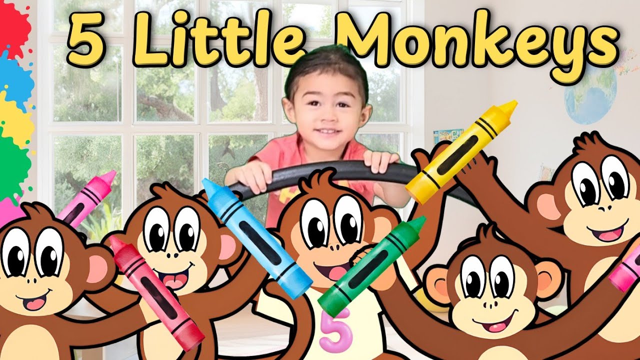 Five Little Monkeys 🐵 - Learn Colors & Counting Song | Nursery Rhymes ...
