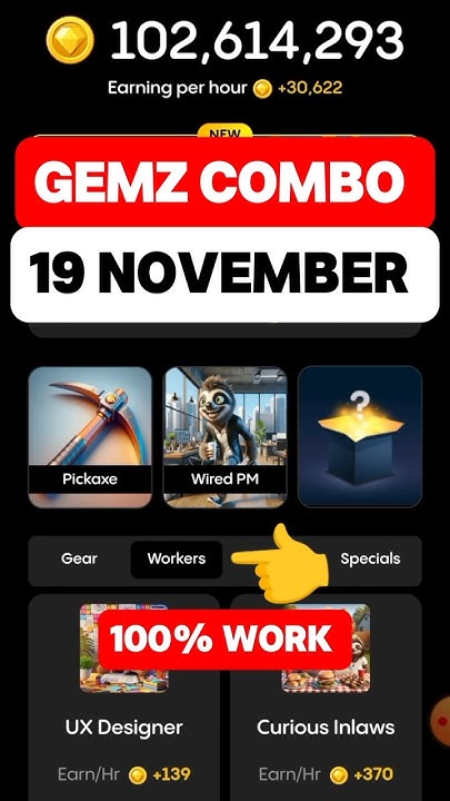 Gemz Daily Combo Today 19 November Daily Combo Today #gemz #combo #airdrop - YouTube
