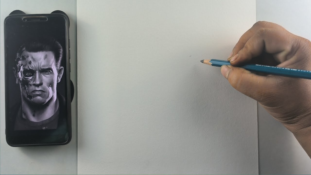 Beginner easily draw Terminator Arnold outline from grid method || Mr ...