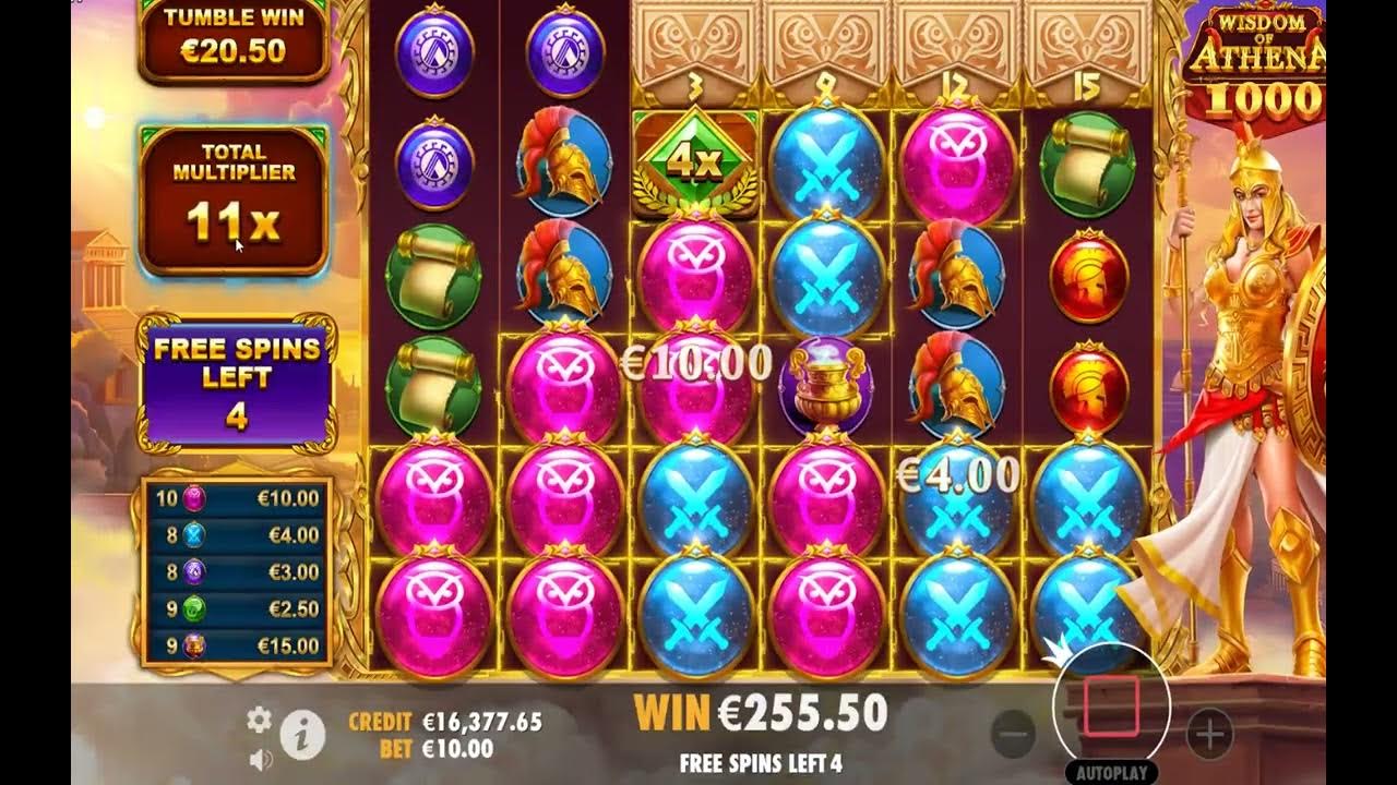 Troisième tentative sur la slot WISDOM OF ATHENA 1000 - YouTube