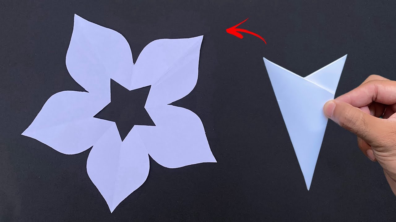Paper Snowflake Flower Tutorial (Step By Step) / DIY Snowflake Paper ...