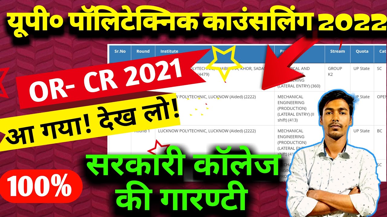 Up Polytechnic OR-CR 2021 || Up Polytechnic Counselling 2022 - YouTube