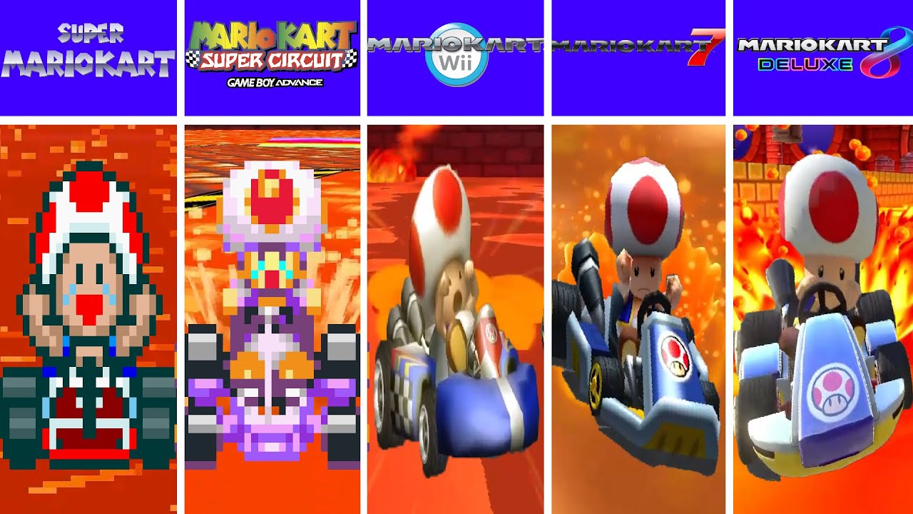 Evolution of Toad, Falling in Lava in Mario Kart Games (1992-2024 ...