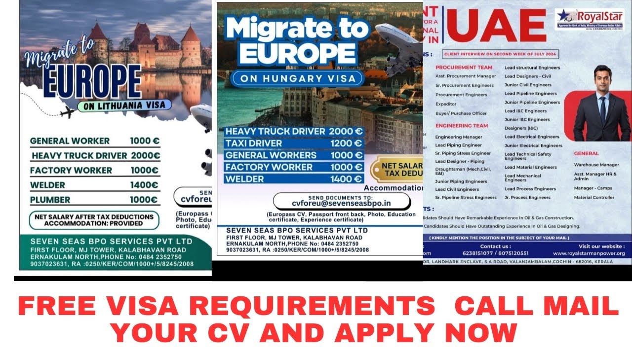 jobs in abroad, gulf wanted, free visa requirements, assignment in ...