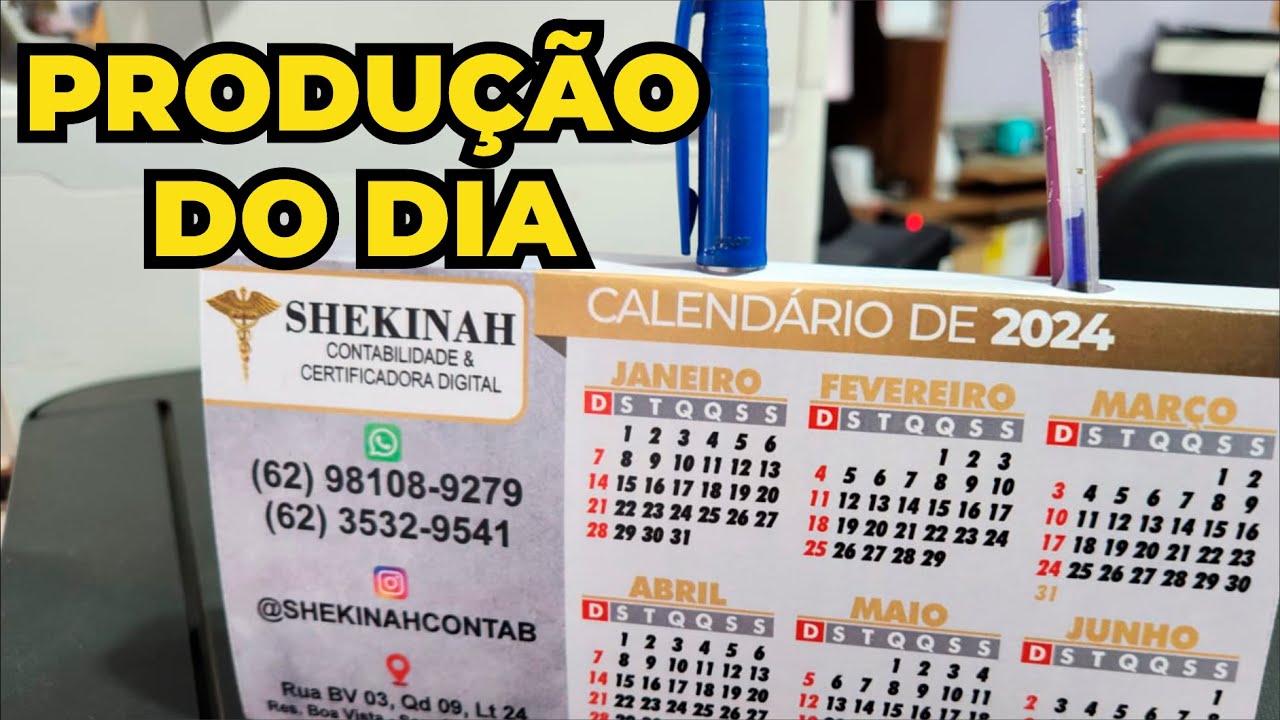 Produção do dia - Folder e Calendario de Mesa - Prensa de Caneta - YouTube