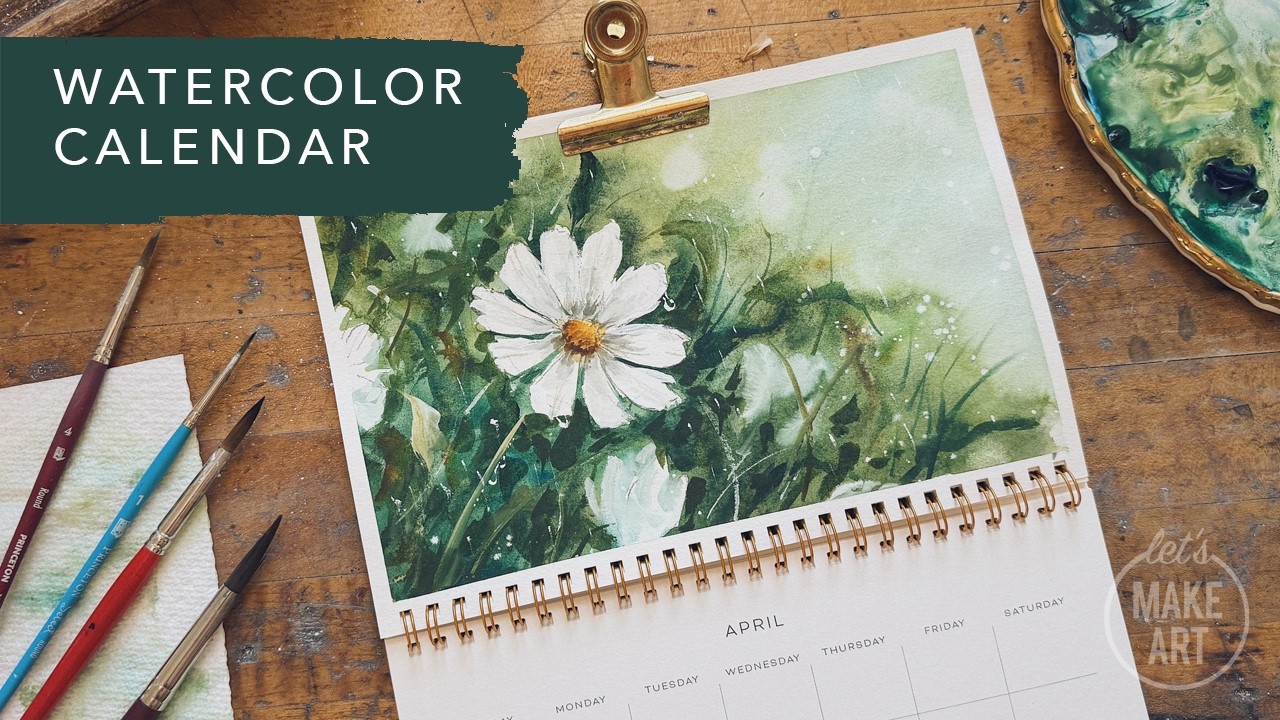 How To Paint Loose Florals | April Watercolor Calendar Spread - YouTube