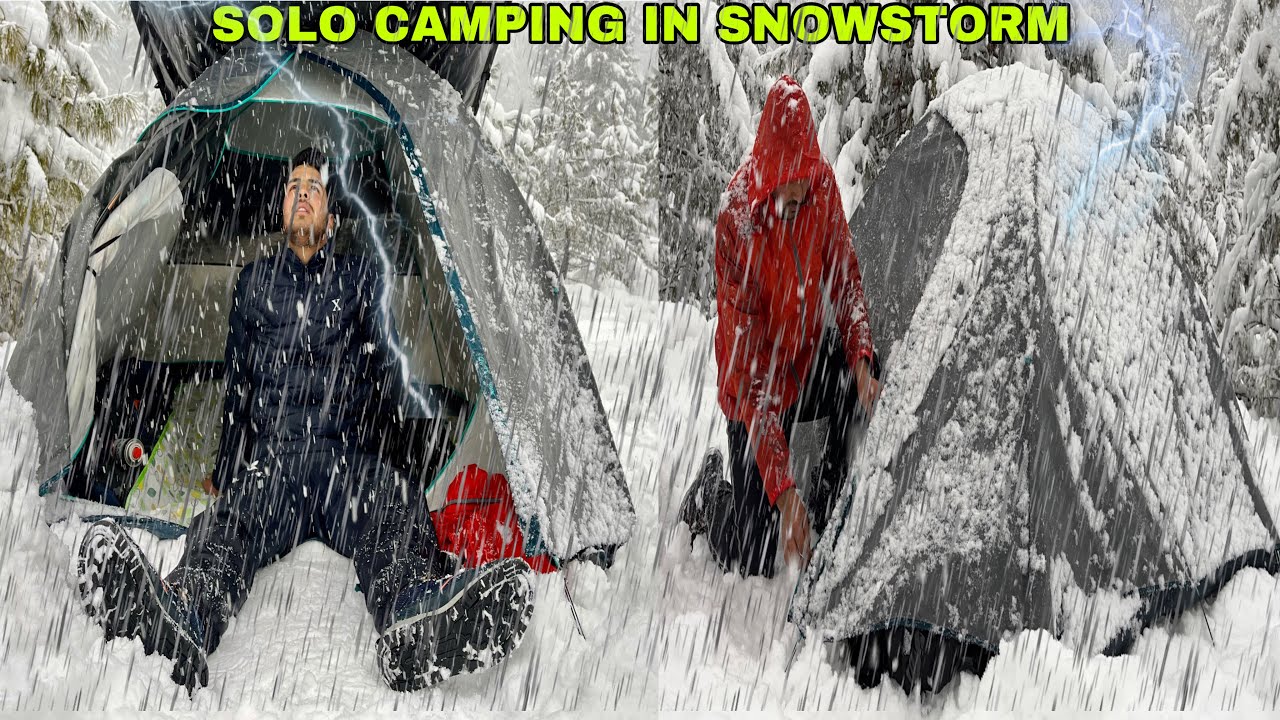 Camping In A Blizzard | Surviving In A SNOWSTORM In My Tent - YouTube
