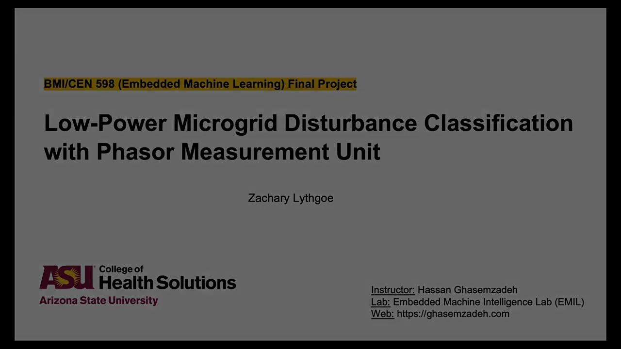 Low-Power Microgrid Disturbance Classification with Phasor Measurement Unit - YouTube