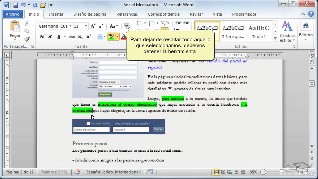 Curso de Word 2010. 21.1. Herramienta Resaltar. - YouTube