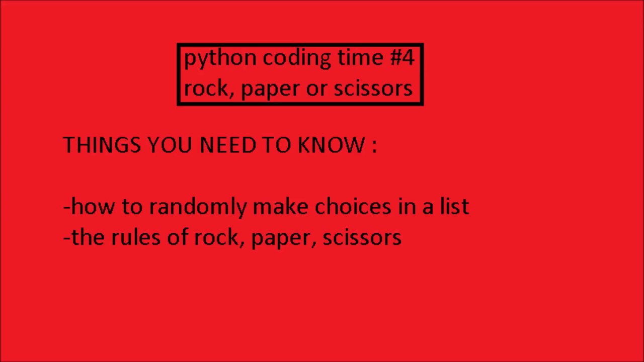 python coding time#4 rock paper scissors - YouTube