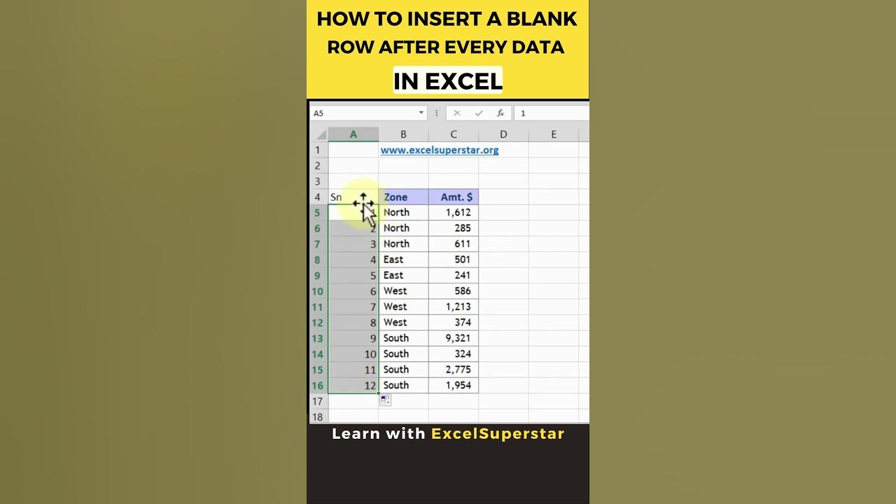 In Excel Insert A Blank Row After Every Data Row YouTube in-excel-insert-a-blank-row-after-every-data-row-youtube