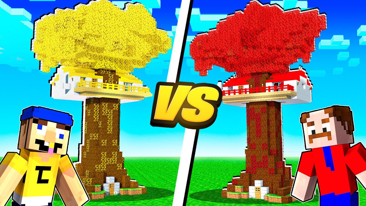 Jeffy vs Marvin TREE House Battle in Minecraft! - YouTube