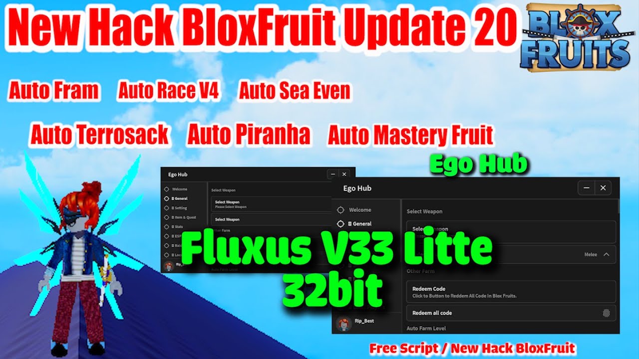 [BloxFruit] New Hack Fluxus V33 Trên Điện Thoại ( Ego Hub ) [Auto Farm-Auto Boss Raid And More ...