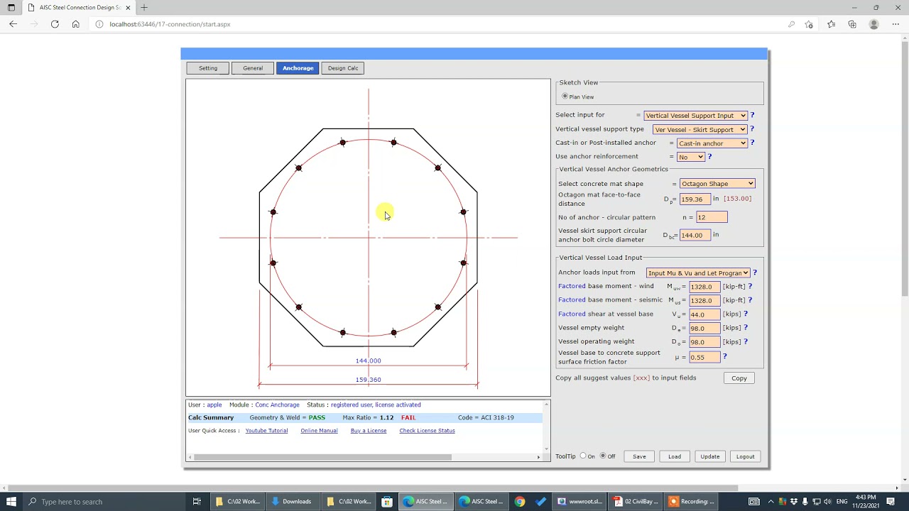CivilBay Anchor Bolt Design - Circular Pattern Anchor Bolt Design - Two Approaches - YouTube