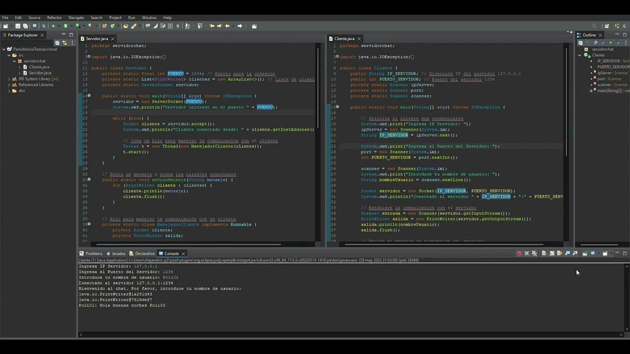 Chat Bidireccional Usando Sockets - Java SubGrupo15 - YouTube
