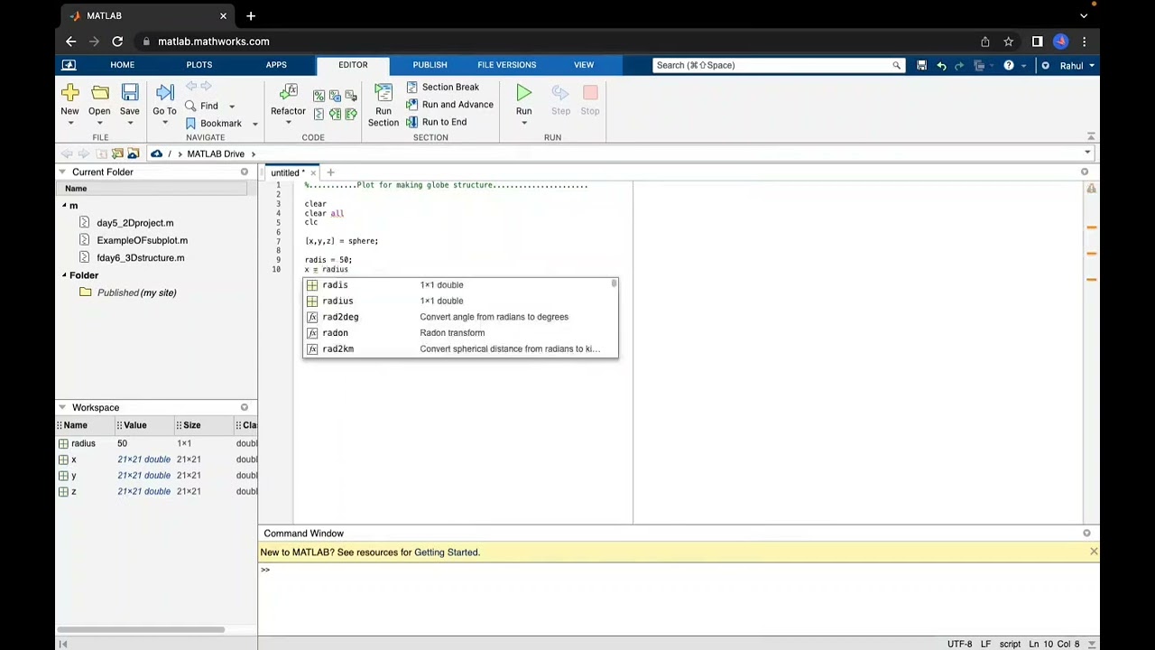 How to make globe structure using MATLAB//#matlab #codinglife #coding # ...