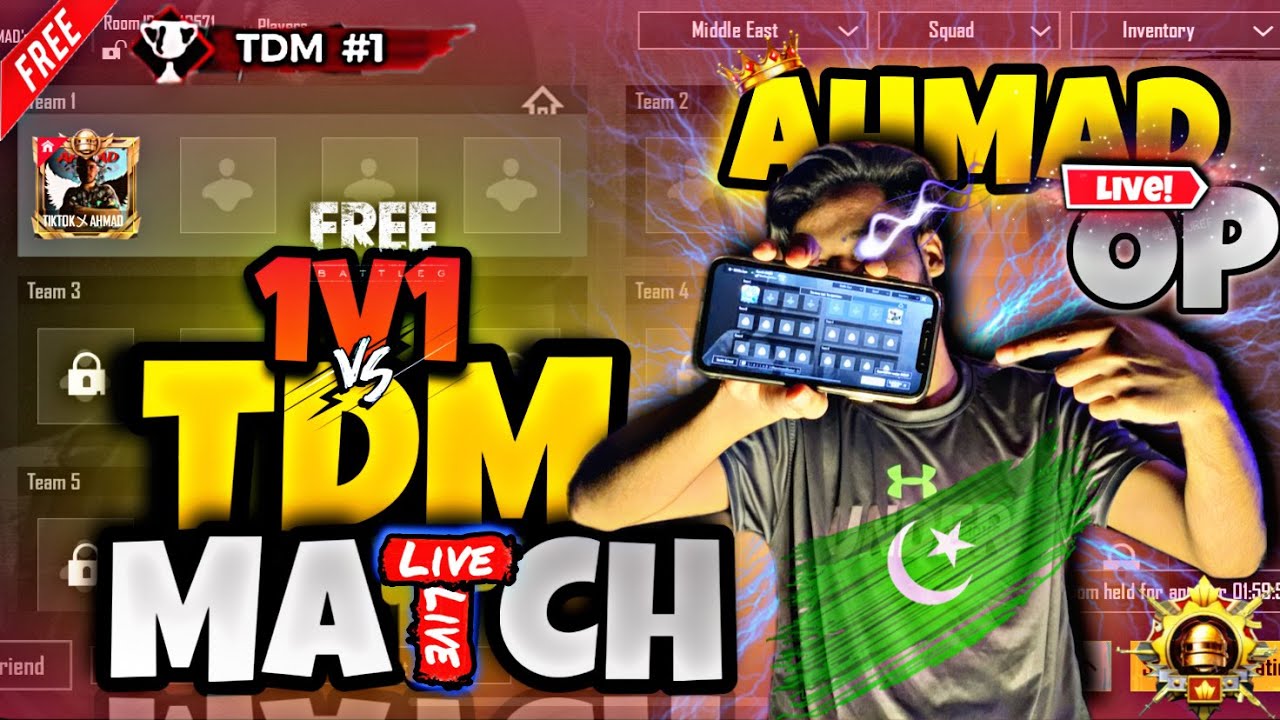 AHMAD OP LIVE WITH HANDCAM🥶 [FREE TDM ROOM 1V1] PUBG MOBILE - YouTube