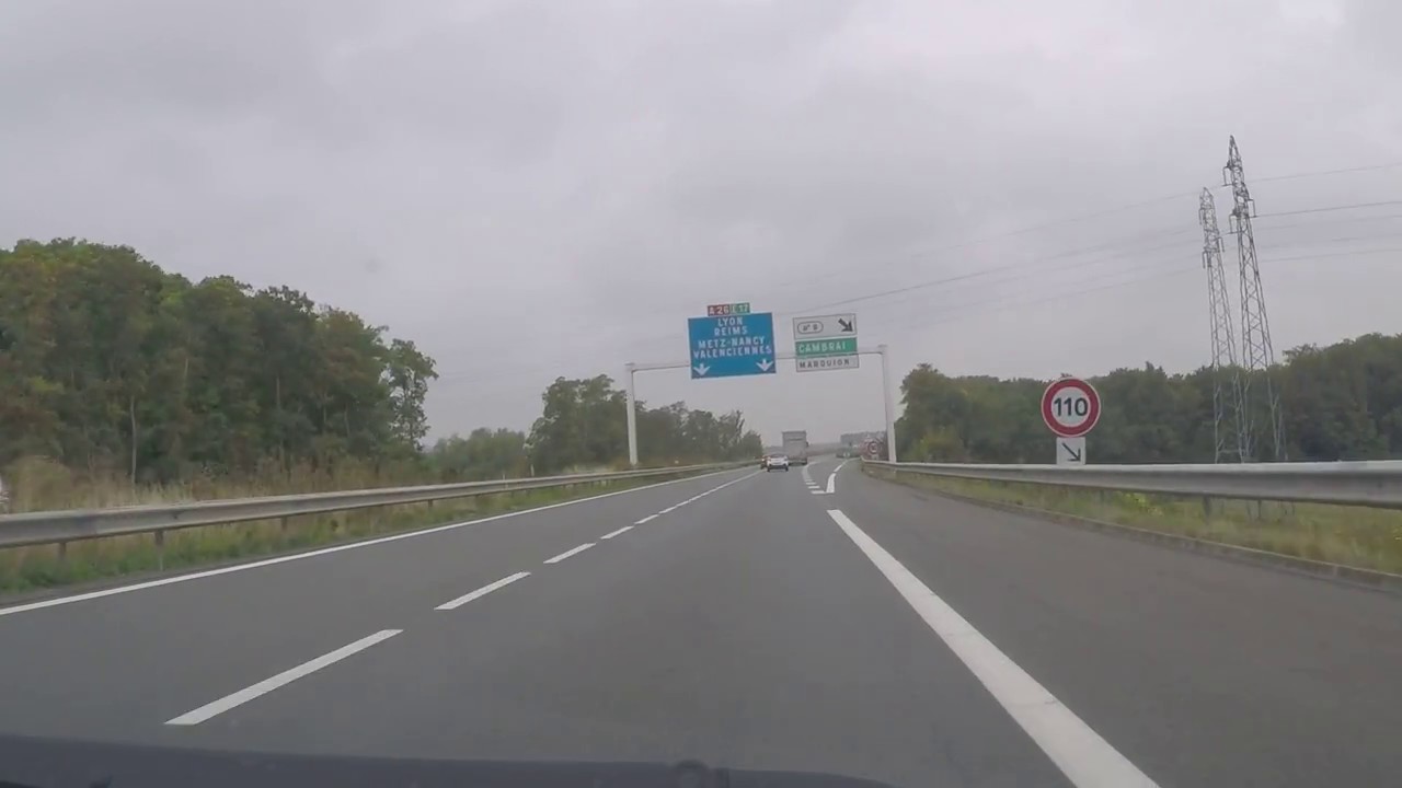France by Autoroute - A26 South for Reims - J8 Cambrai - YouTube