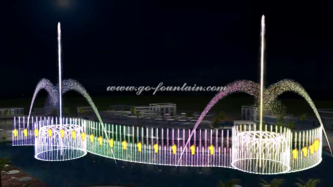 Animation of Multimedia music dancing fountain---GO fountain - YouTube