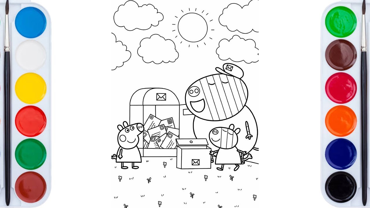 How to draw and color Peppa Pig g for kids - YouTube
