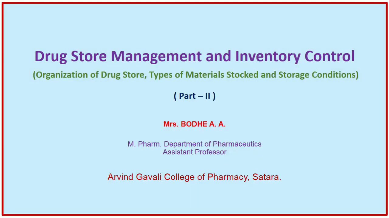 Drug Store Management and Inventory Control Part- 2 - YouTube