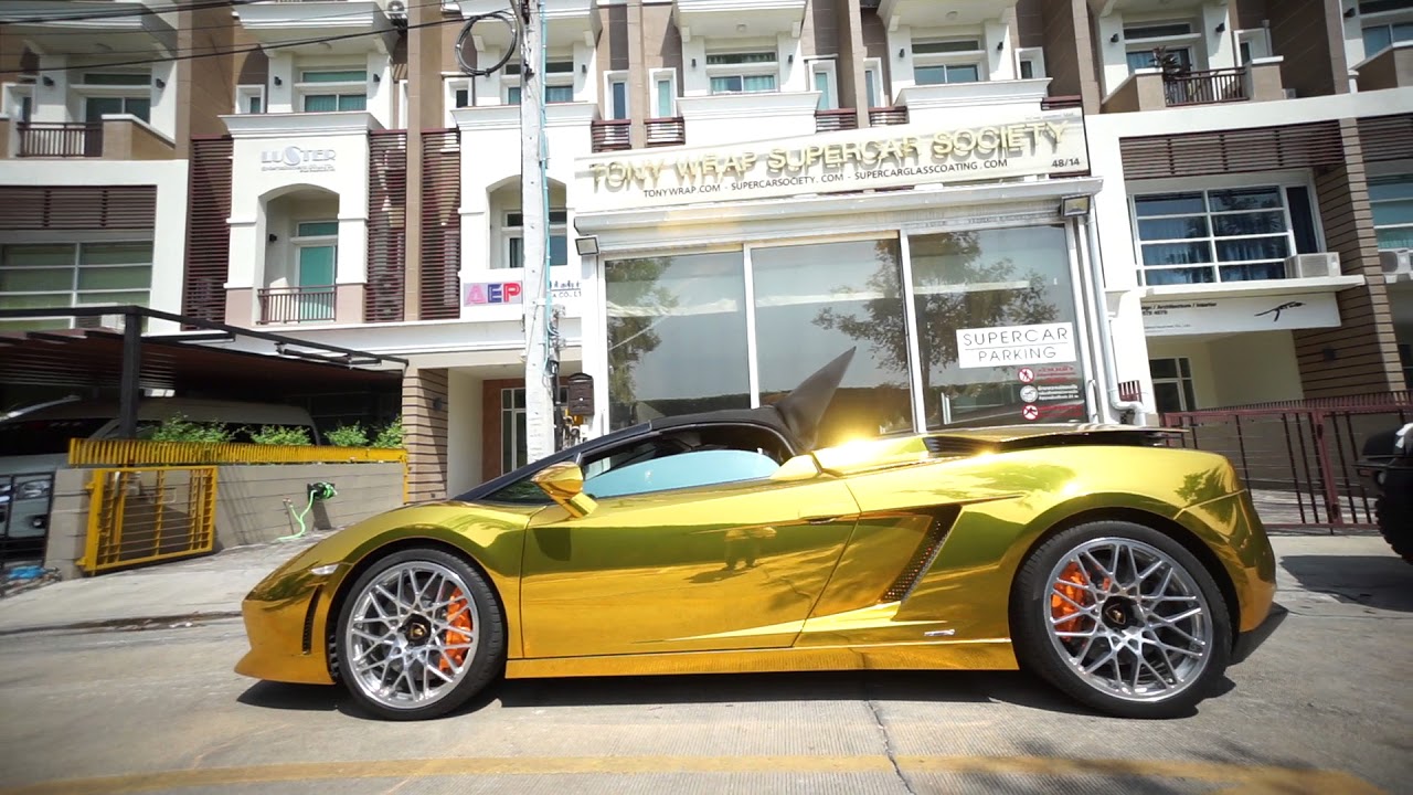 Lamborghini Gallardo LP560-4 Spyder Gold Chrome Wrapped - YouTube